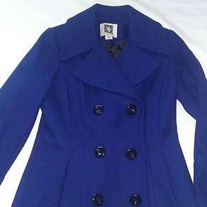 Anne Klein | Jackets & Coats | Nwt Anne Klein Blue Wool Blend Coat ...
